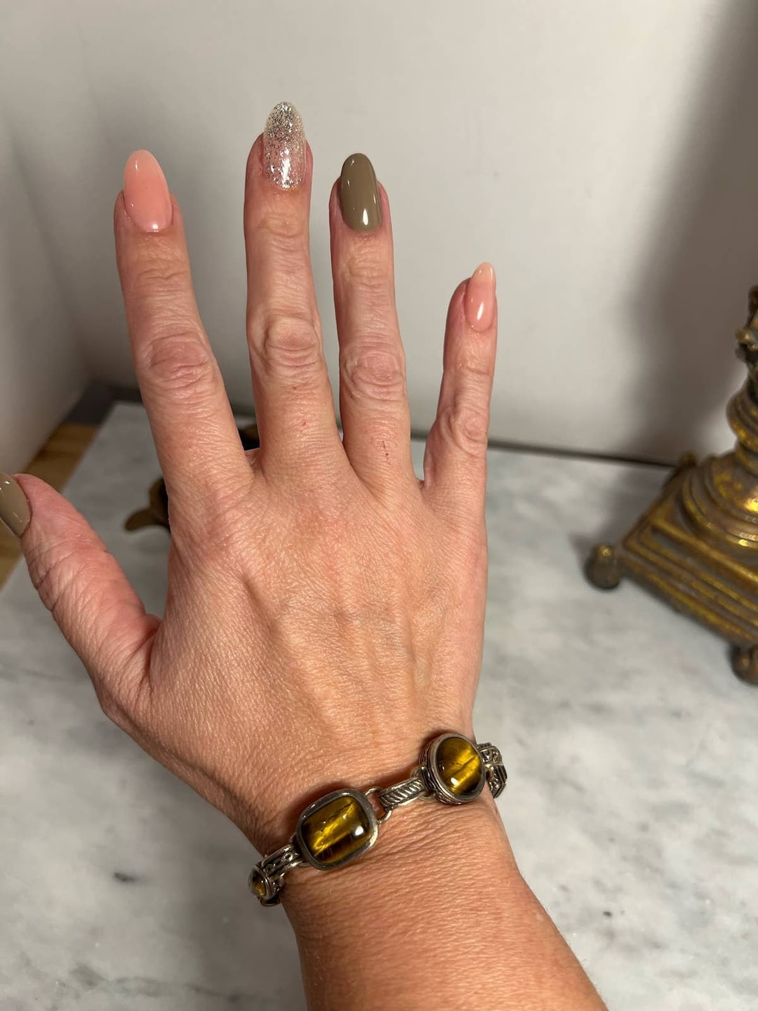 Vintage Barse Silver 925 With Large Tiger Eye Gemstones and Toggle ...