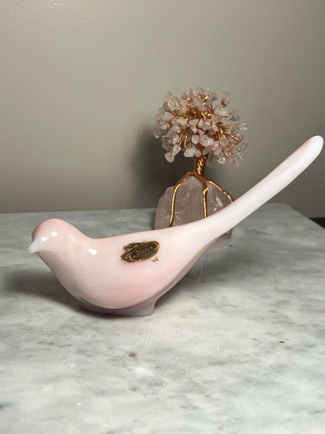 Vintage Pink Slag Glass Rosalene Fenton Bird of Happiness - Etsy