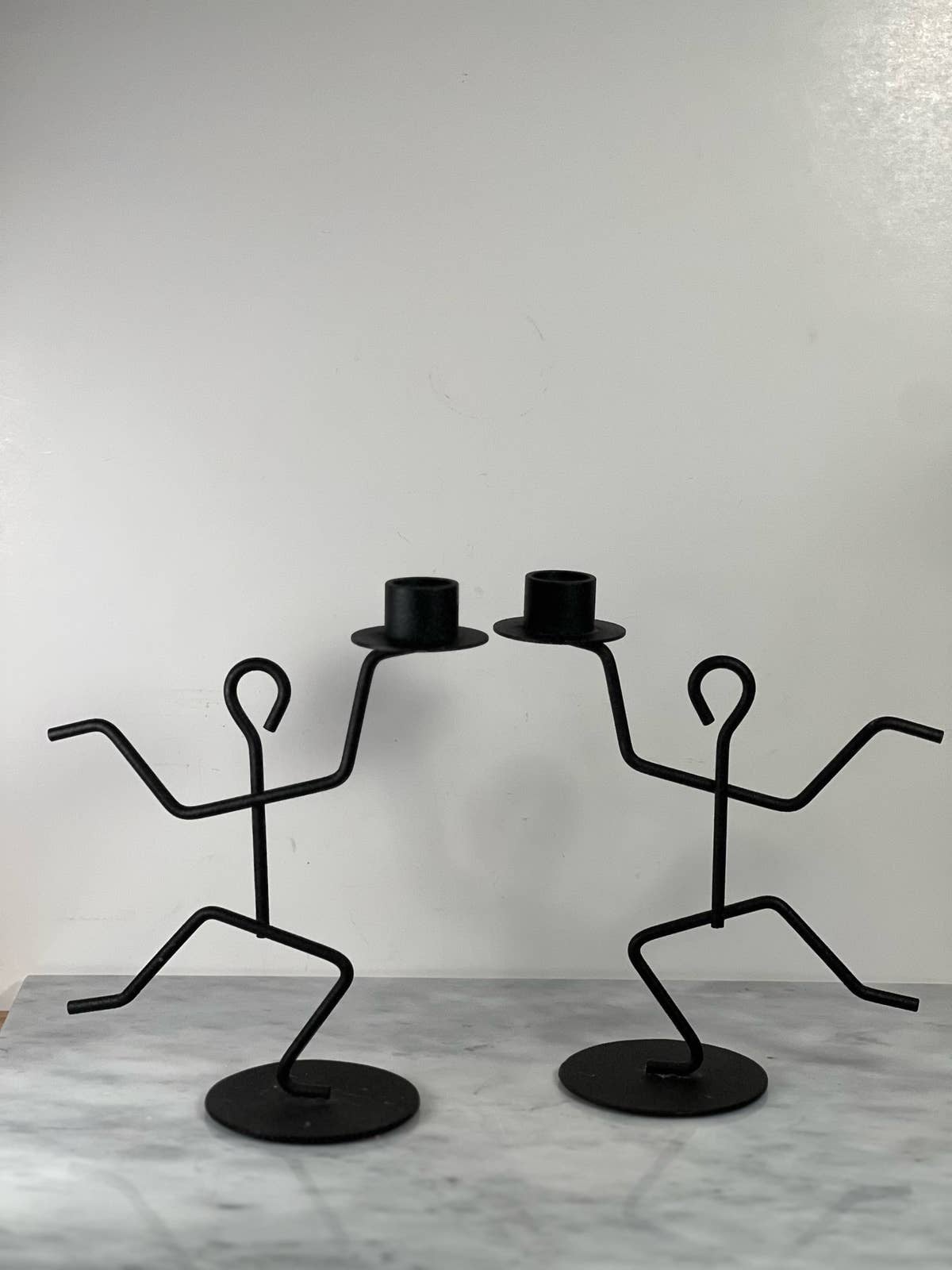 Vintage MCM Metal Stickman Candle Holders - Etsy