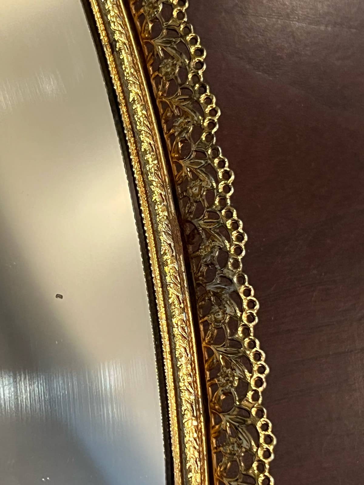 Vintage Vanity Mirror With Gold Roses and Laced Edge Mid - Etsy