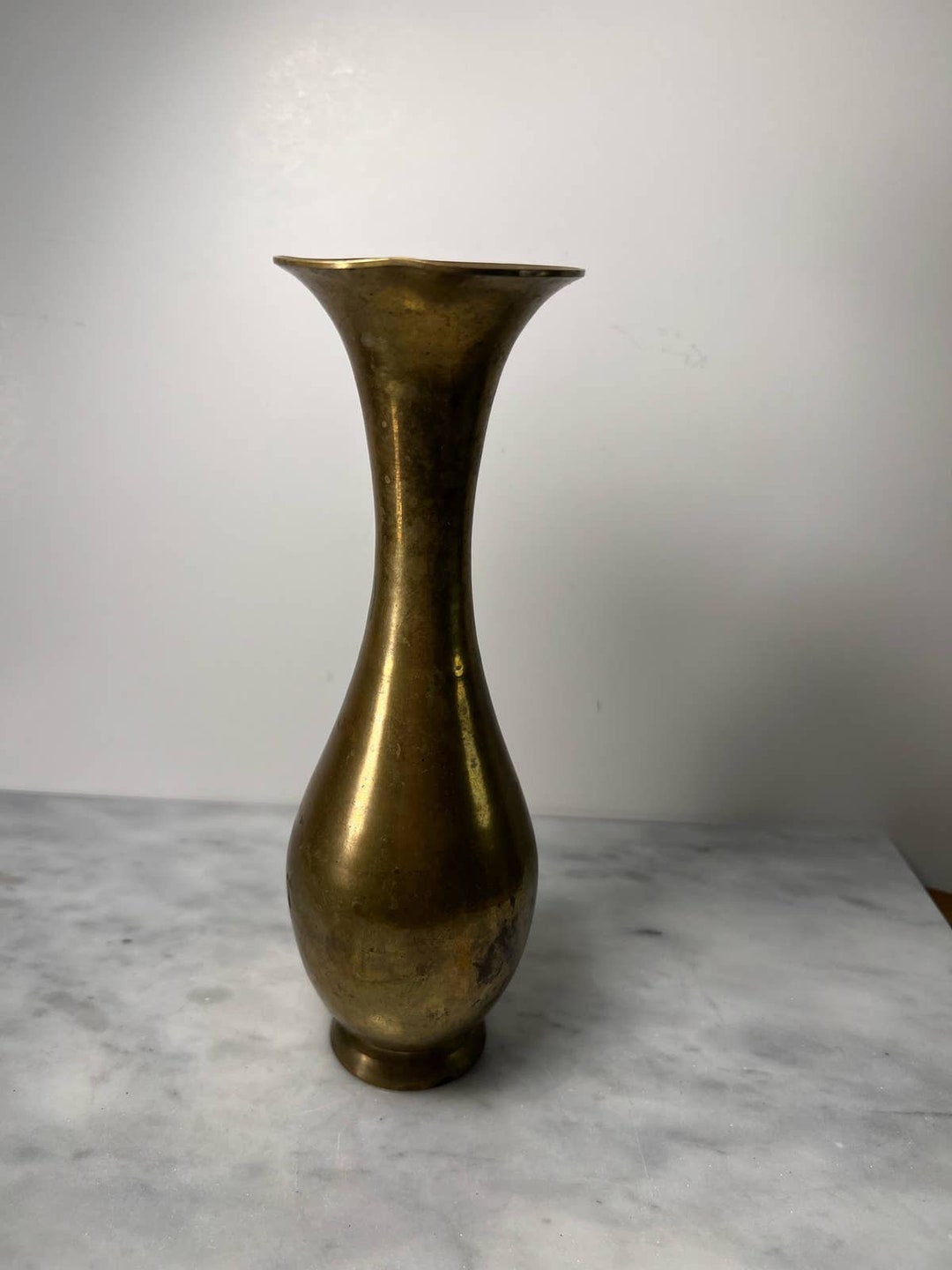Vintage Small Brass Vase With Patina - Etsy