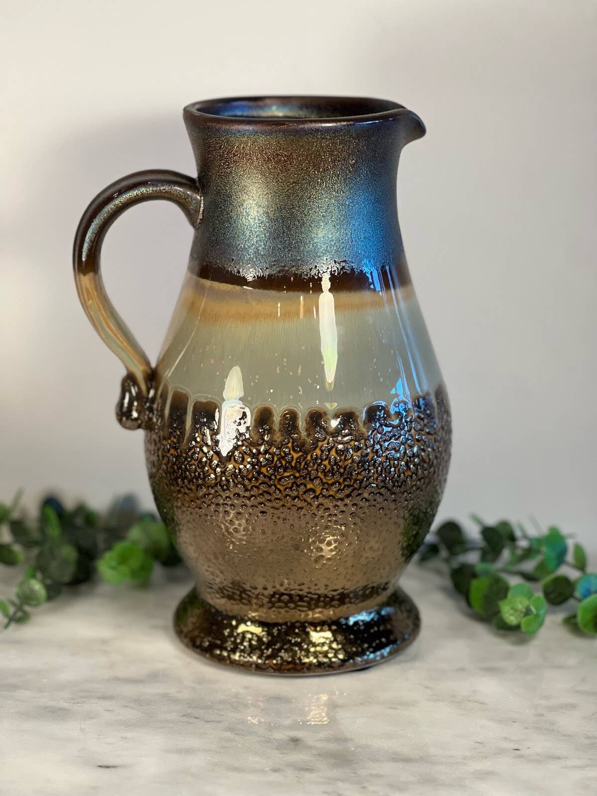Beautiful Art Pottery Drip Glaze Pitcher - Etsy