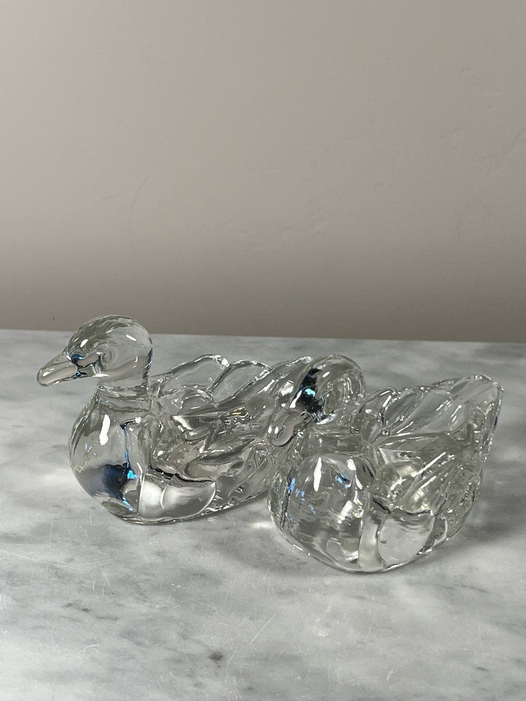 Vintage Pair of Glass Ducks Personal Ashtray Pipe Holder, Figurines - Etsy