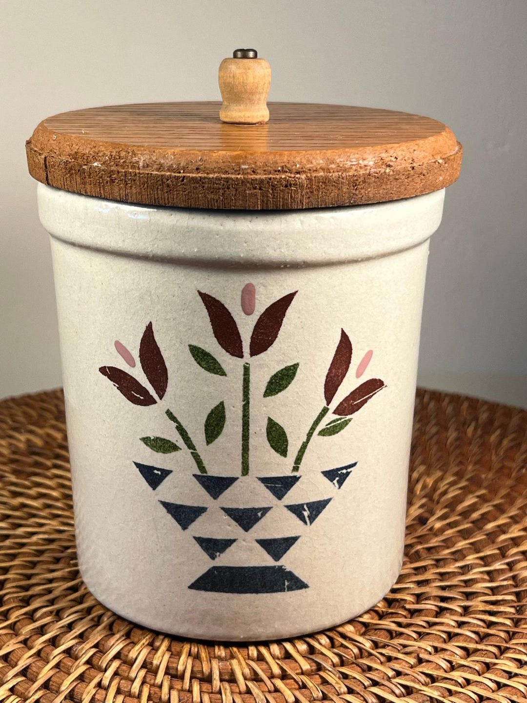 Vintage Robinson Rand Bottom Roseville Ohio U.S.A. Lidded High Jar ...