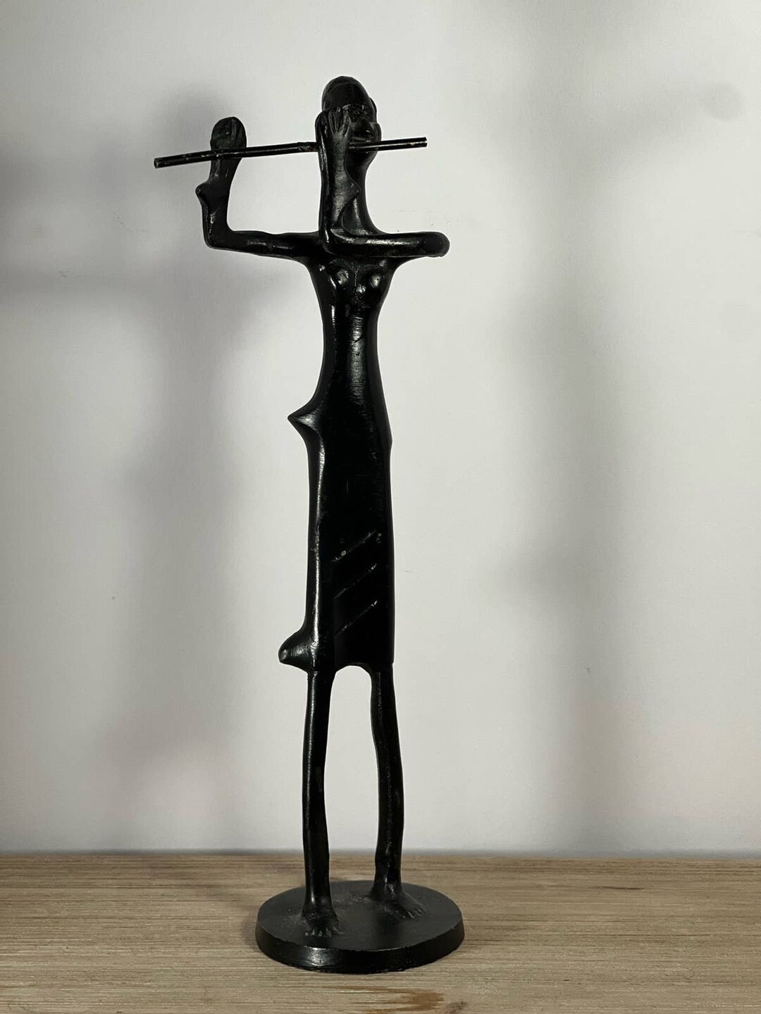 Vintage Forged Metal Flute Player - Etsy