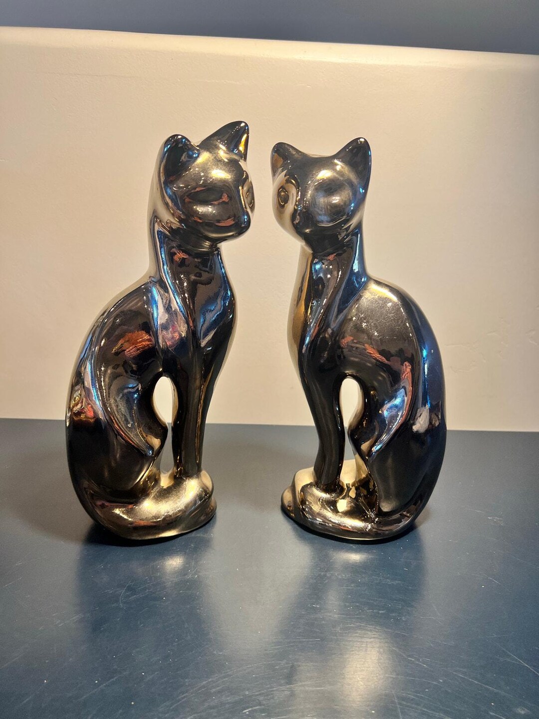 Pair of Gold Cats Art Deco Style Read - Etsy