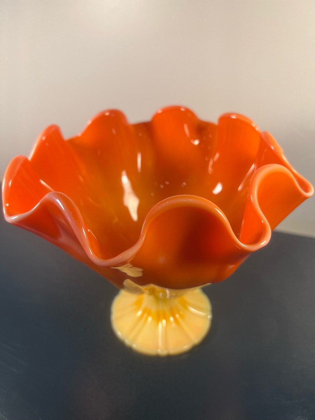 LE Smith Bittersweet Glass Compote Dish Ruffle Top - Etsy