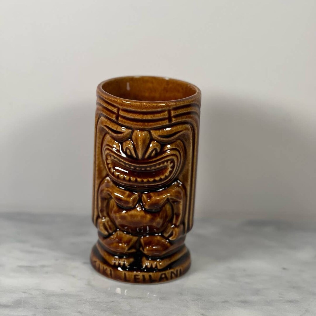 Tiki Leilani Double Sided Cup Mug Brown Glazed Ceramic Tumbler Barware Vintage - Etsy