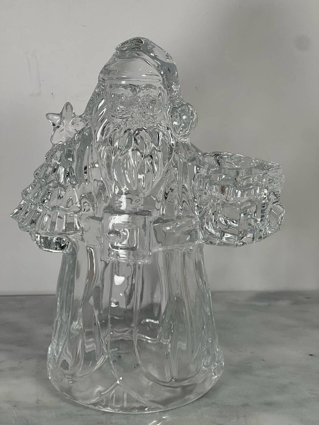 Lead Crystal Santa Claus Figure Candle Hold Father Christmas Made in ...
