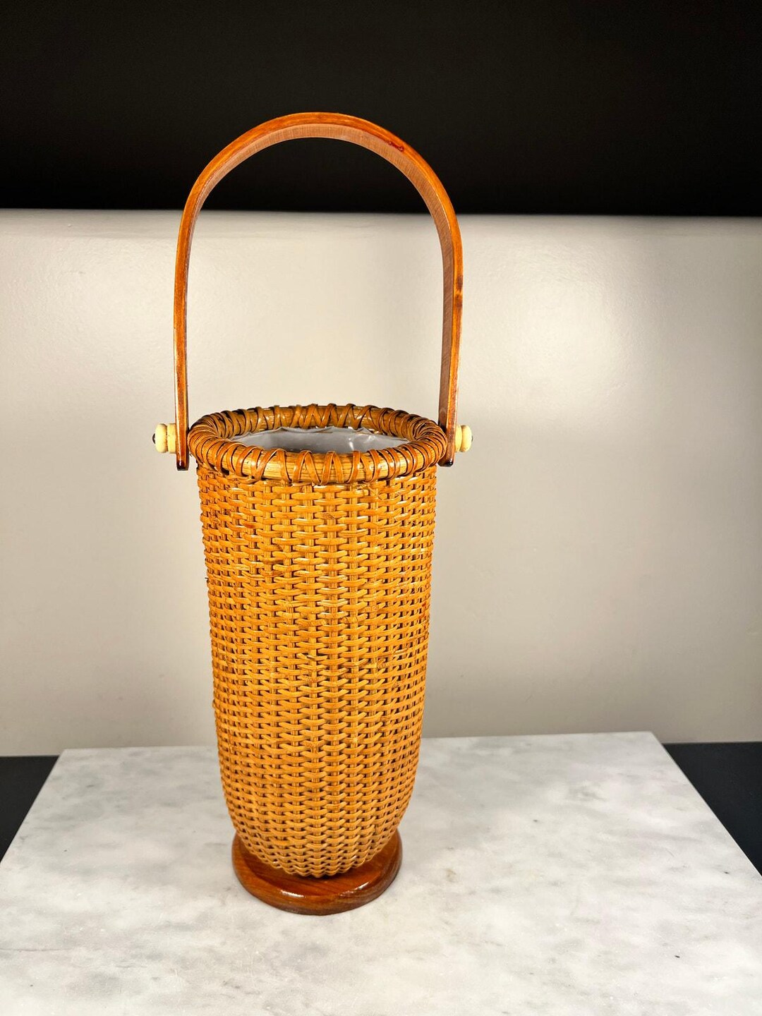 Vintage Nantucket Wicker Basket / Vintage Wicker / Tall Nautical Basket ...