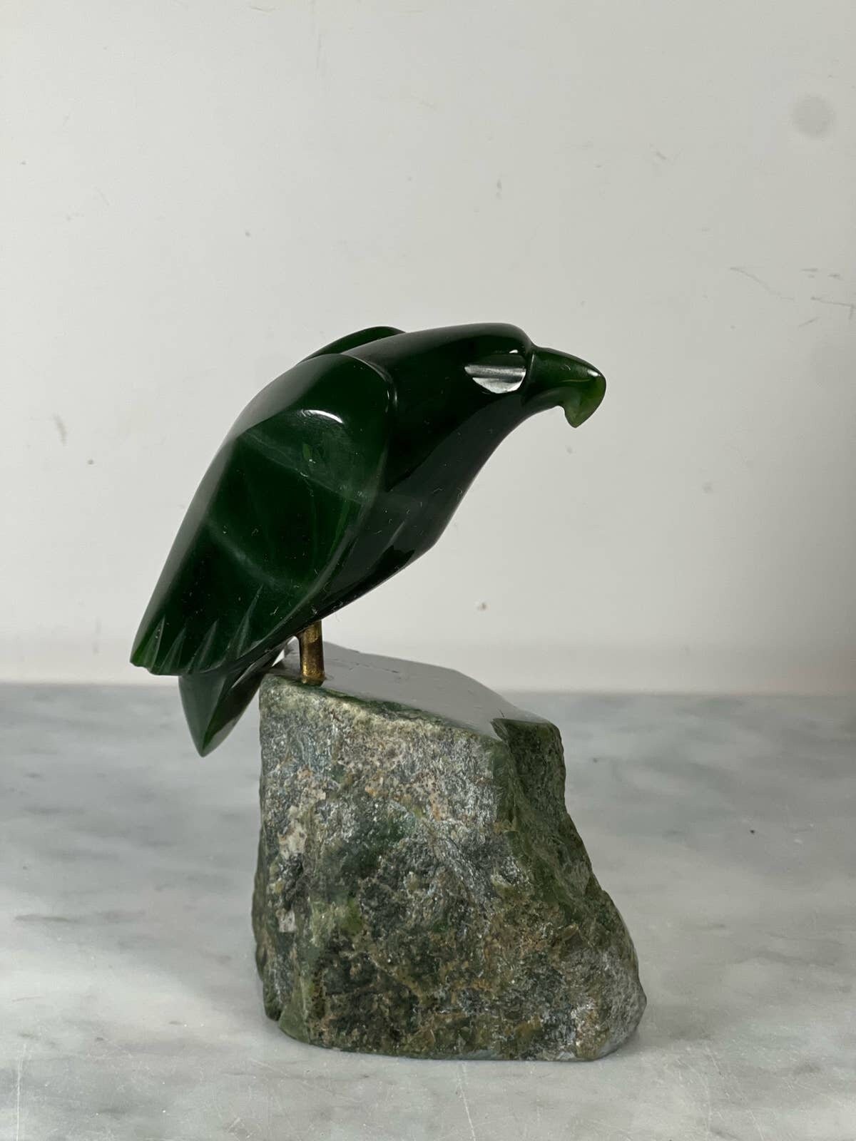 Vintage Handcarved Jade Raven on Jade Stone Signed - Etsy