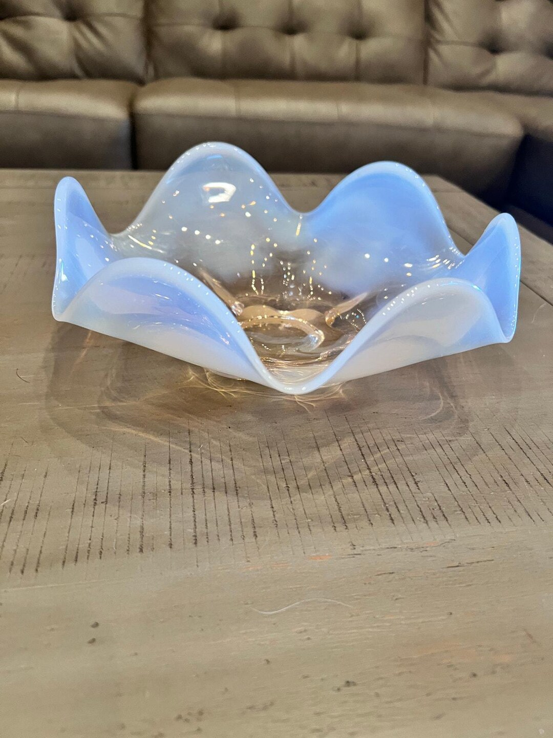 Duncan Miller Art Glass Bowl, Pink Opalescent Canterbury, Petal Shaped ...