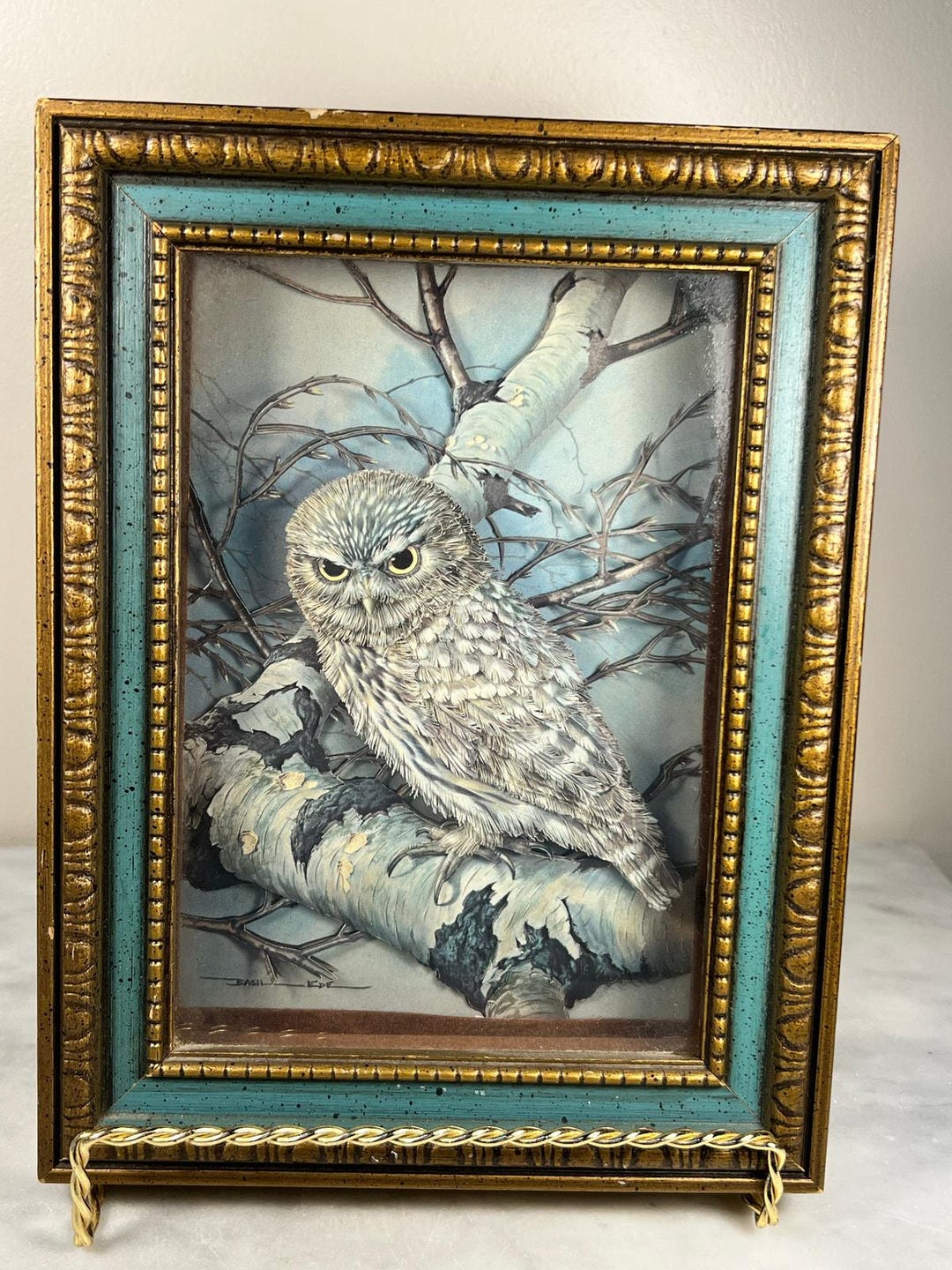 Vintage Basil Ede 3D Paper Art Bird Prints Framed Owl - Etsy