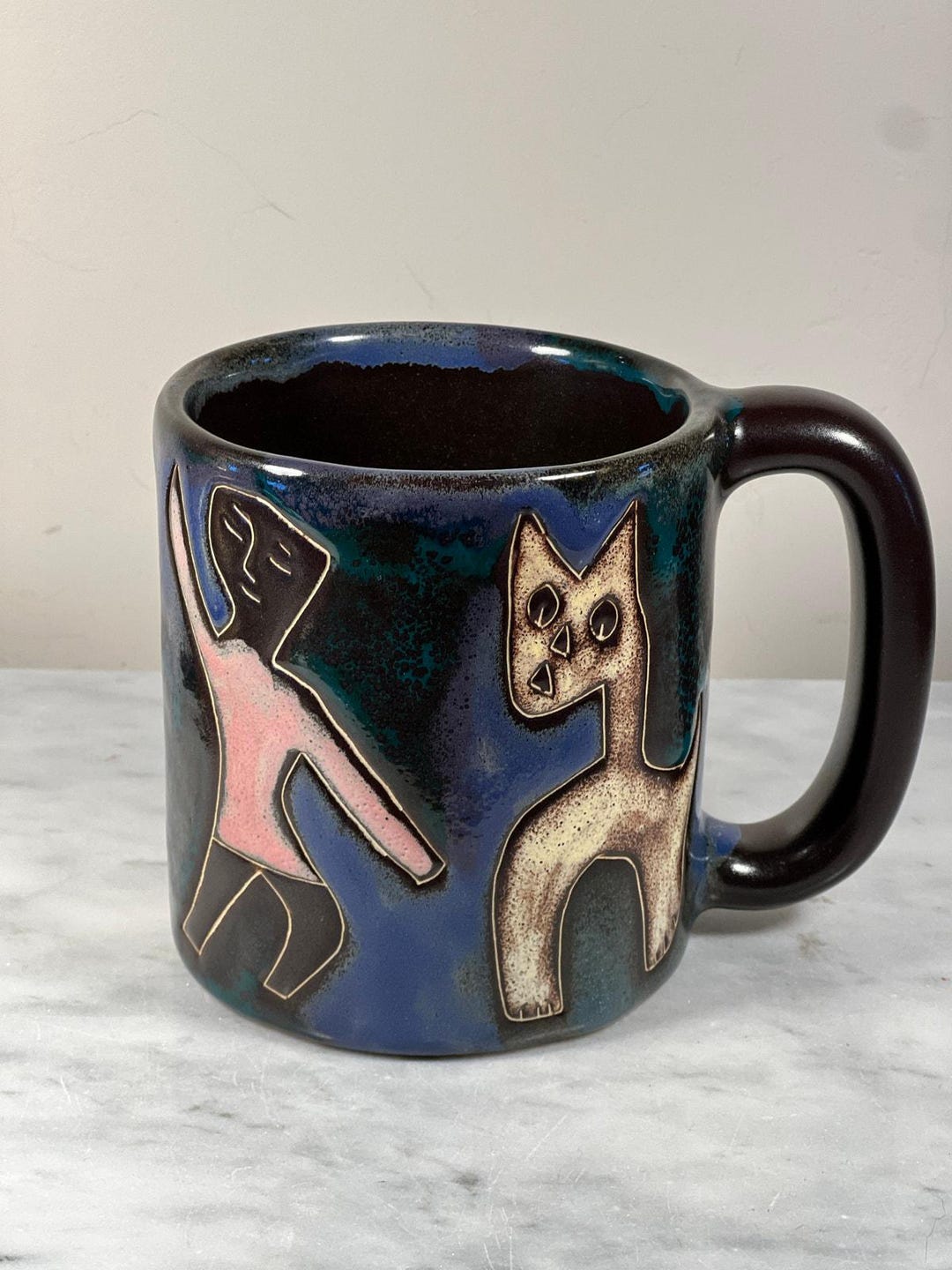 Vintage Mara Pottery Mug Mexico Stoneware Mug Cat / Person Signed - Etsy