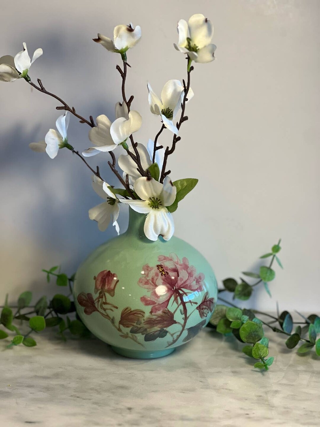 Beautiful Vintage Round Chinese Vase - Etsy