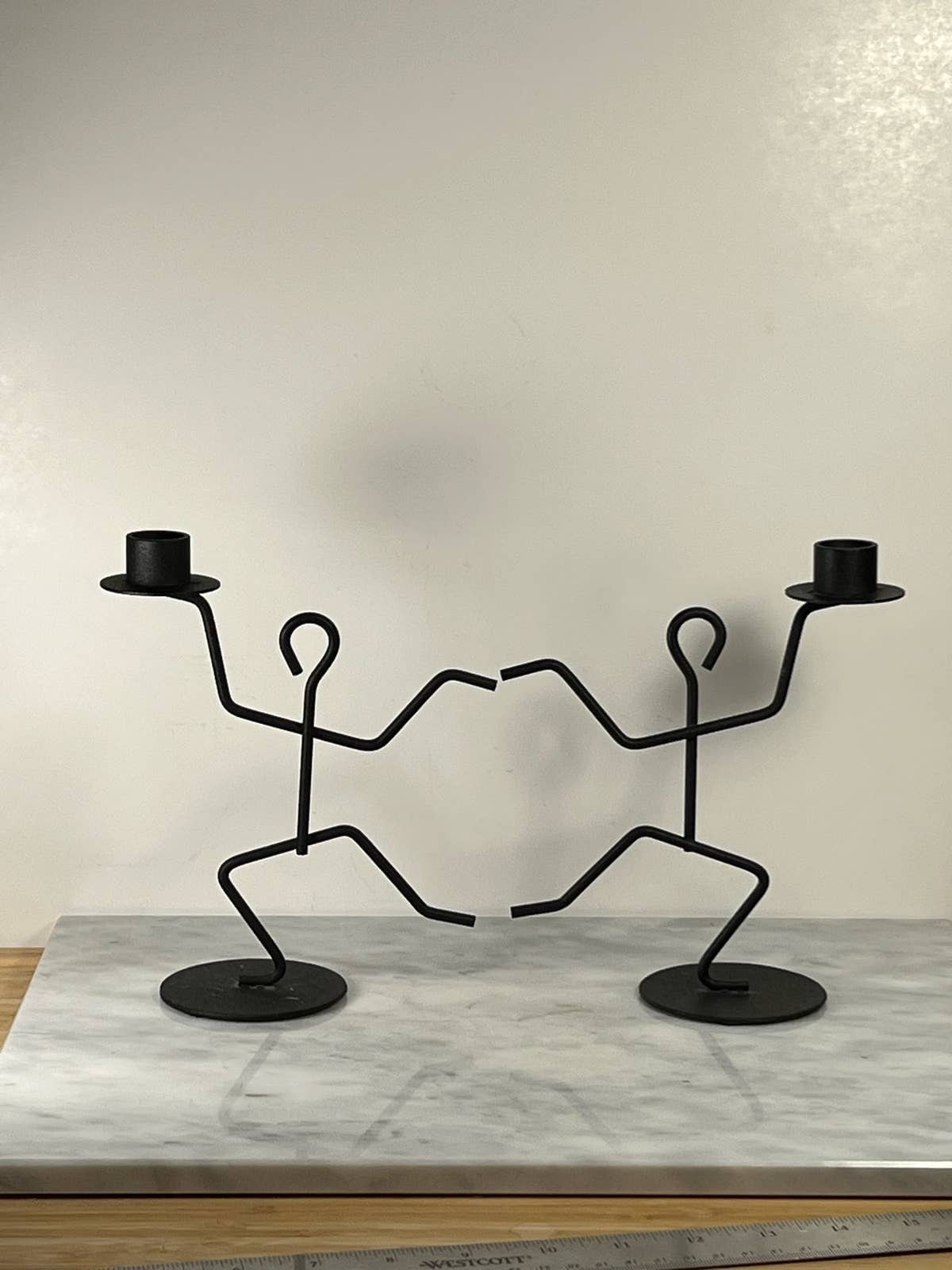 Vintage MCM Metal Stickman Candle Holders - Etsy