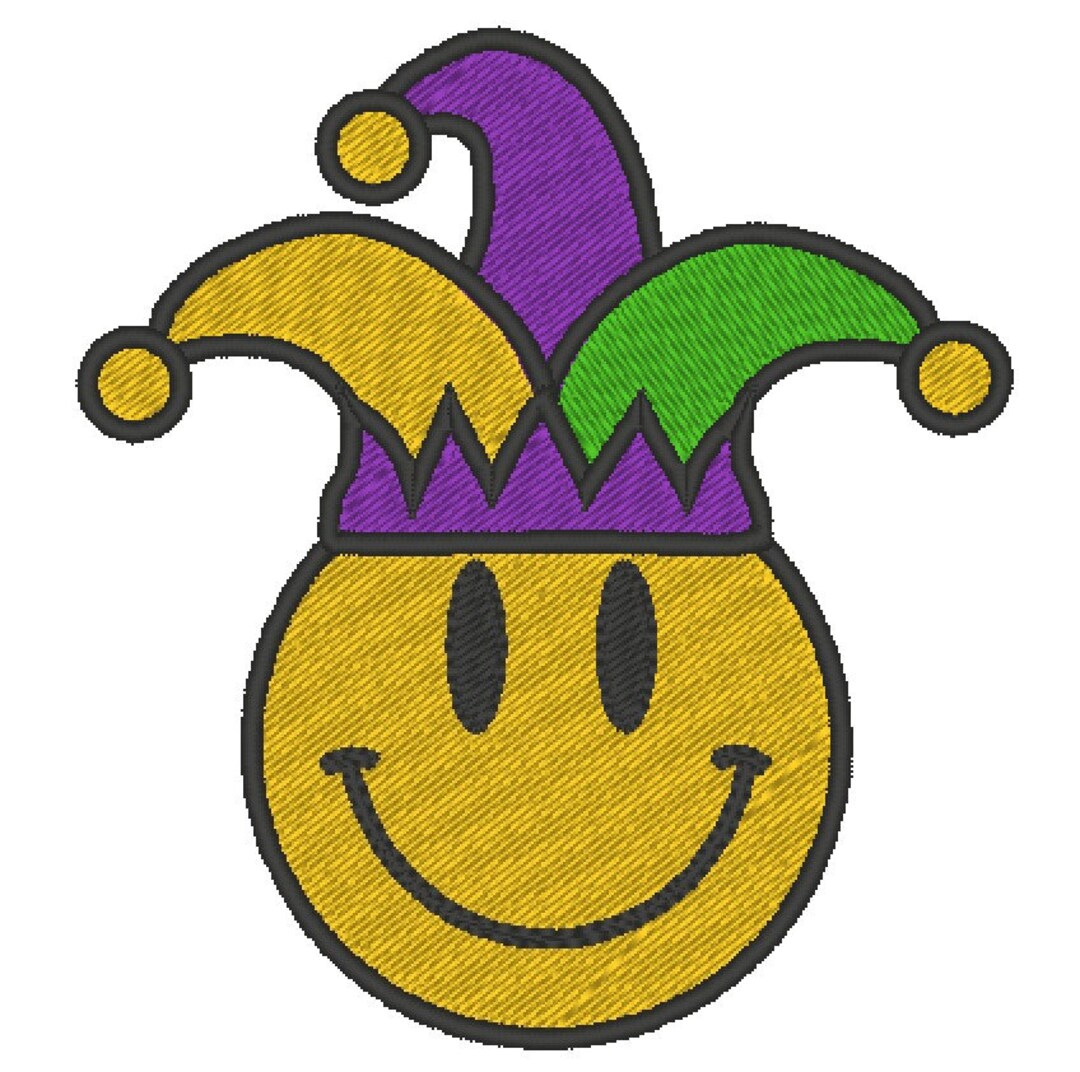 Mardi Gras Jester Smiley Face Embroidery Design File 4x4 - Etsy