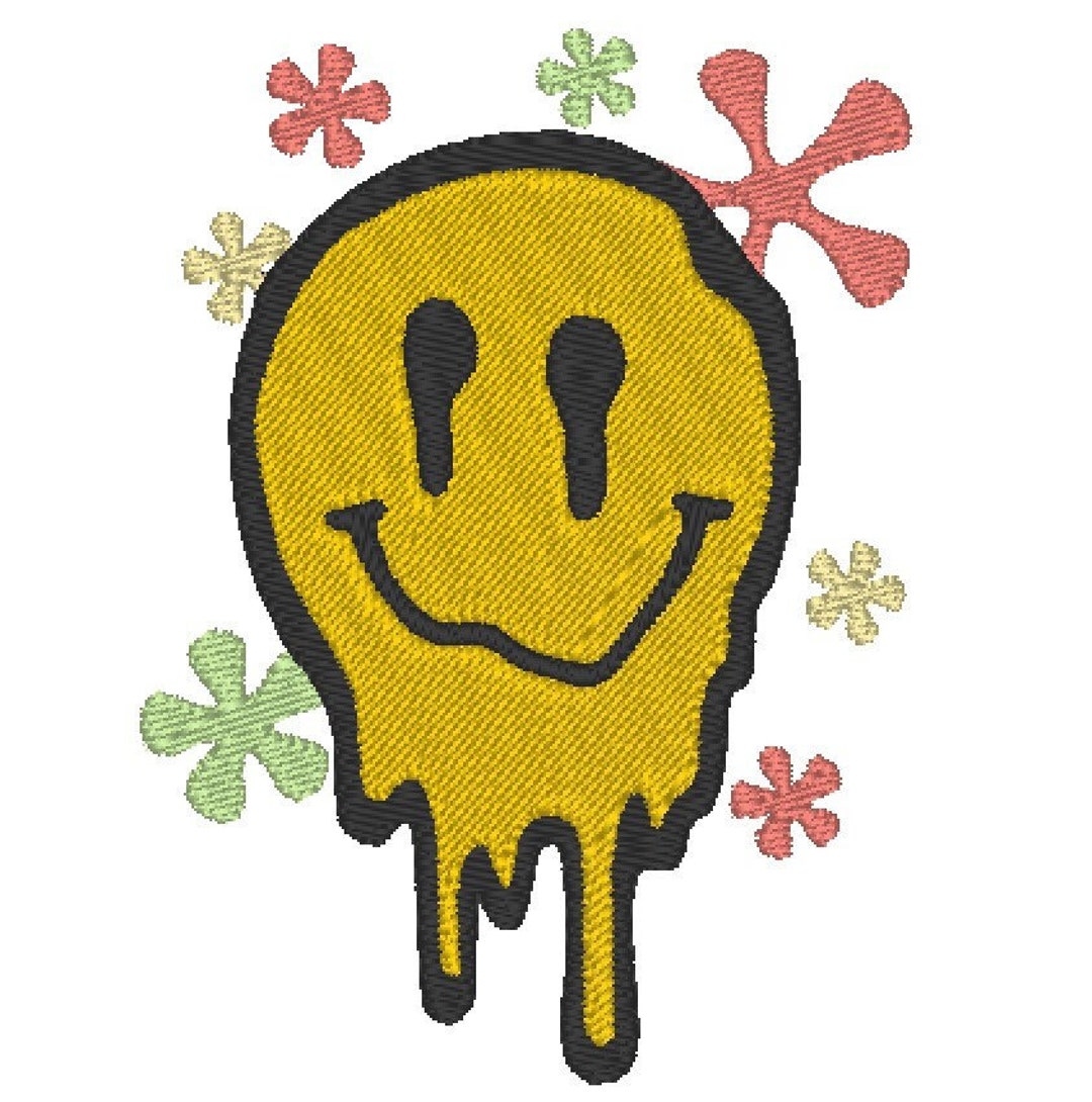 Retro Groovy Dripping Droopy Smiley Face MULTIPLE SIZES Floral - Etsy