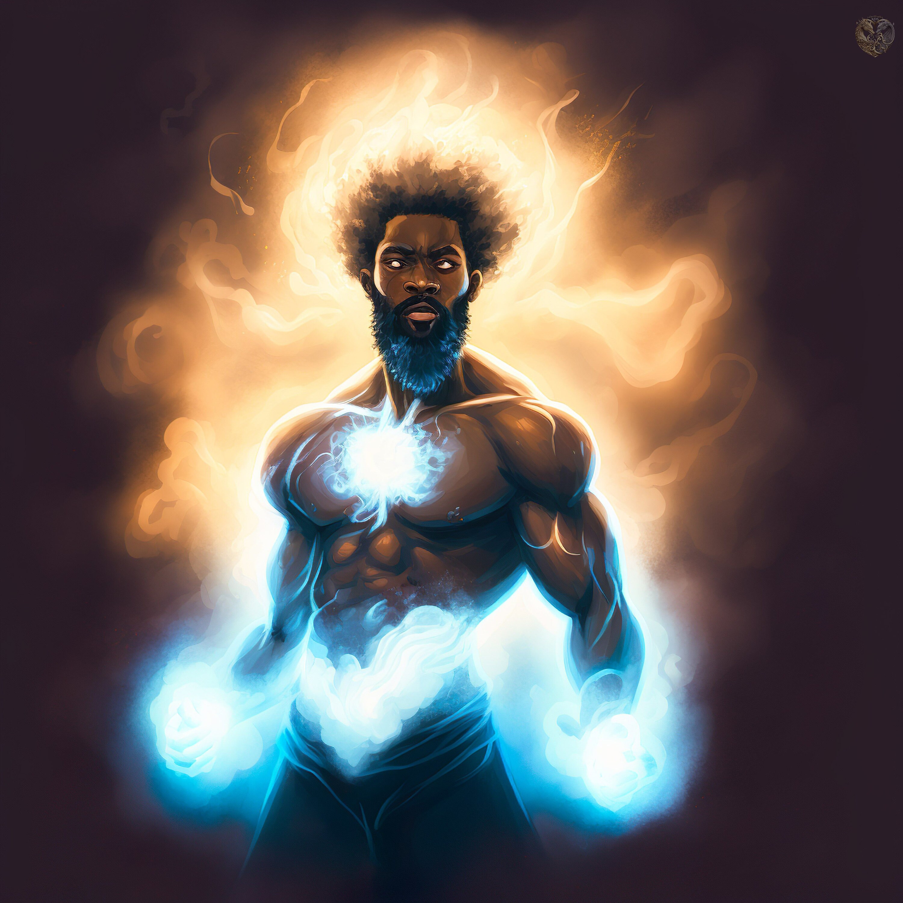 African American Male Avatar Neon Flame Energy Surrounding Him - Etsy