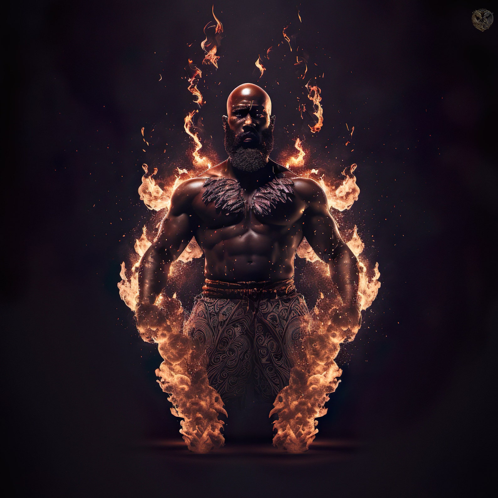 Strong African American Man Standing With Flames Wrapped Around Him - Etsy