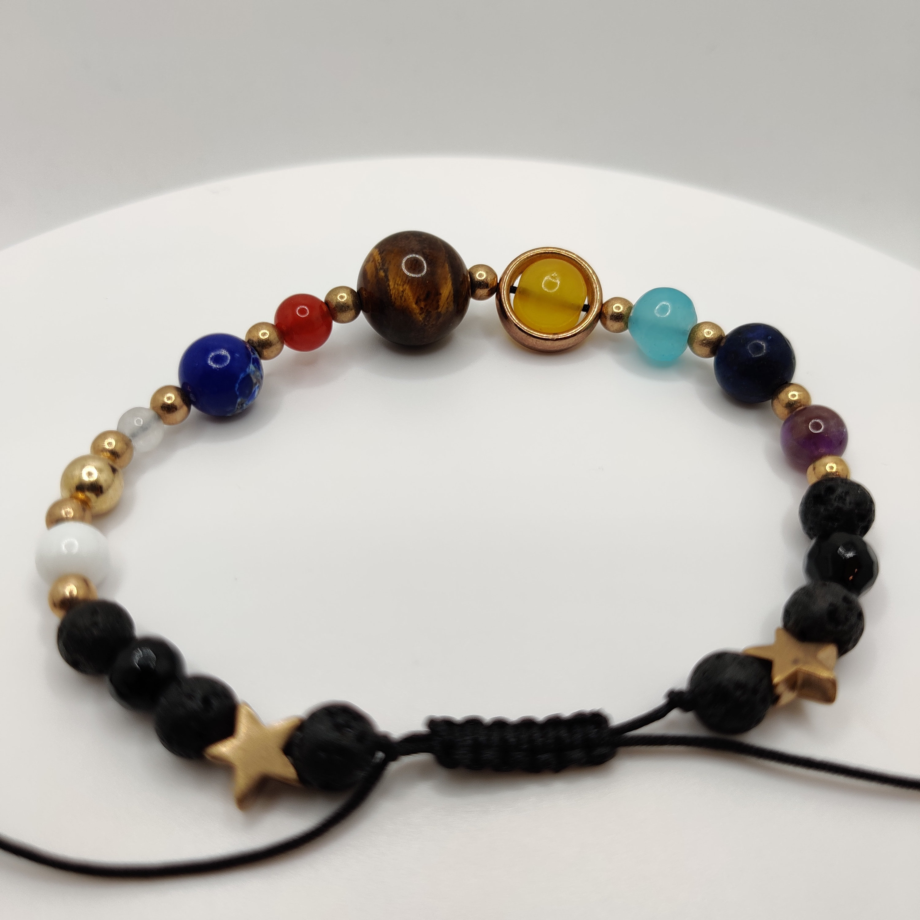 Solar System the Eight Planets Natural Stone Bead Bracelet Universe Galaxy Bracelet Yoga Chakra ...