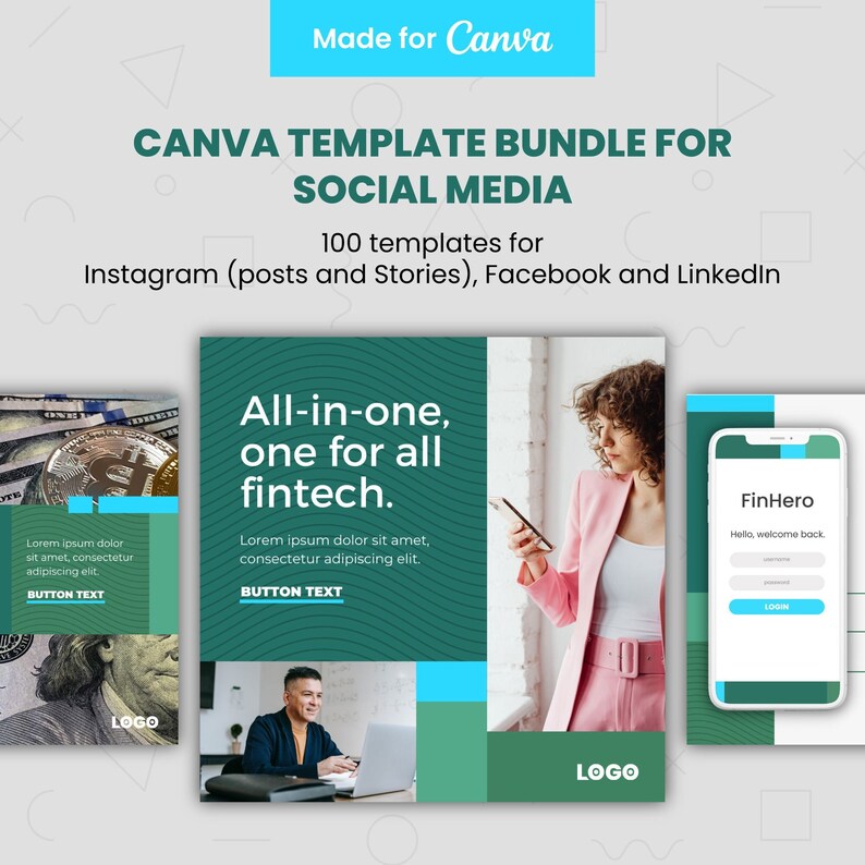 100 Canva Social Media Templates for Digital Marketing - Etsy