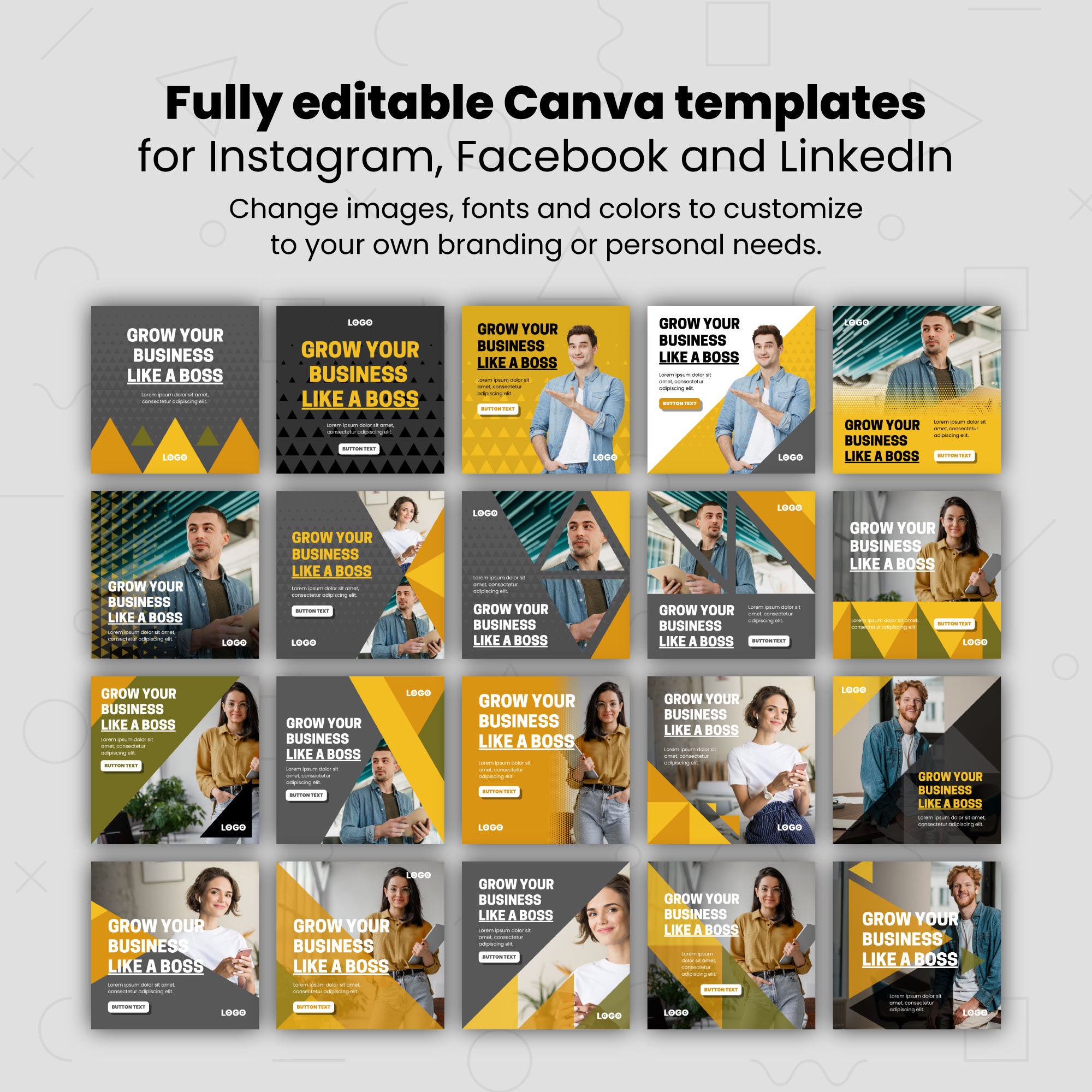 Social Media Template Bundle for Canva - 80 Fully Editable Templates ...