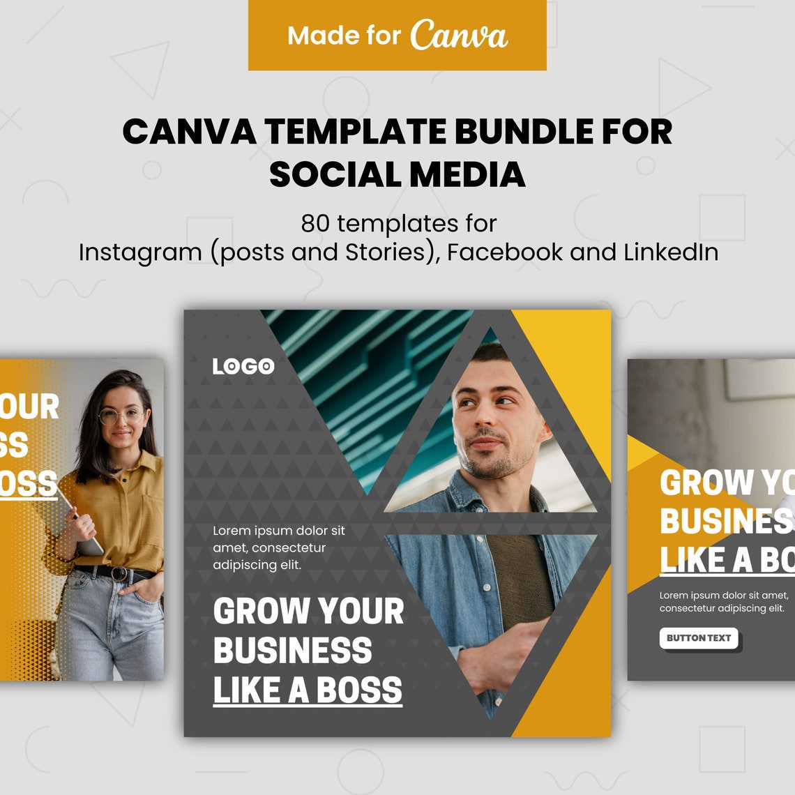Canva Social Media Template Bundle – 80 Geometric Designs (digital ...