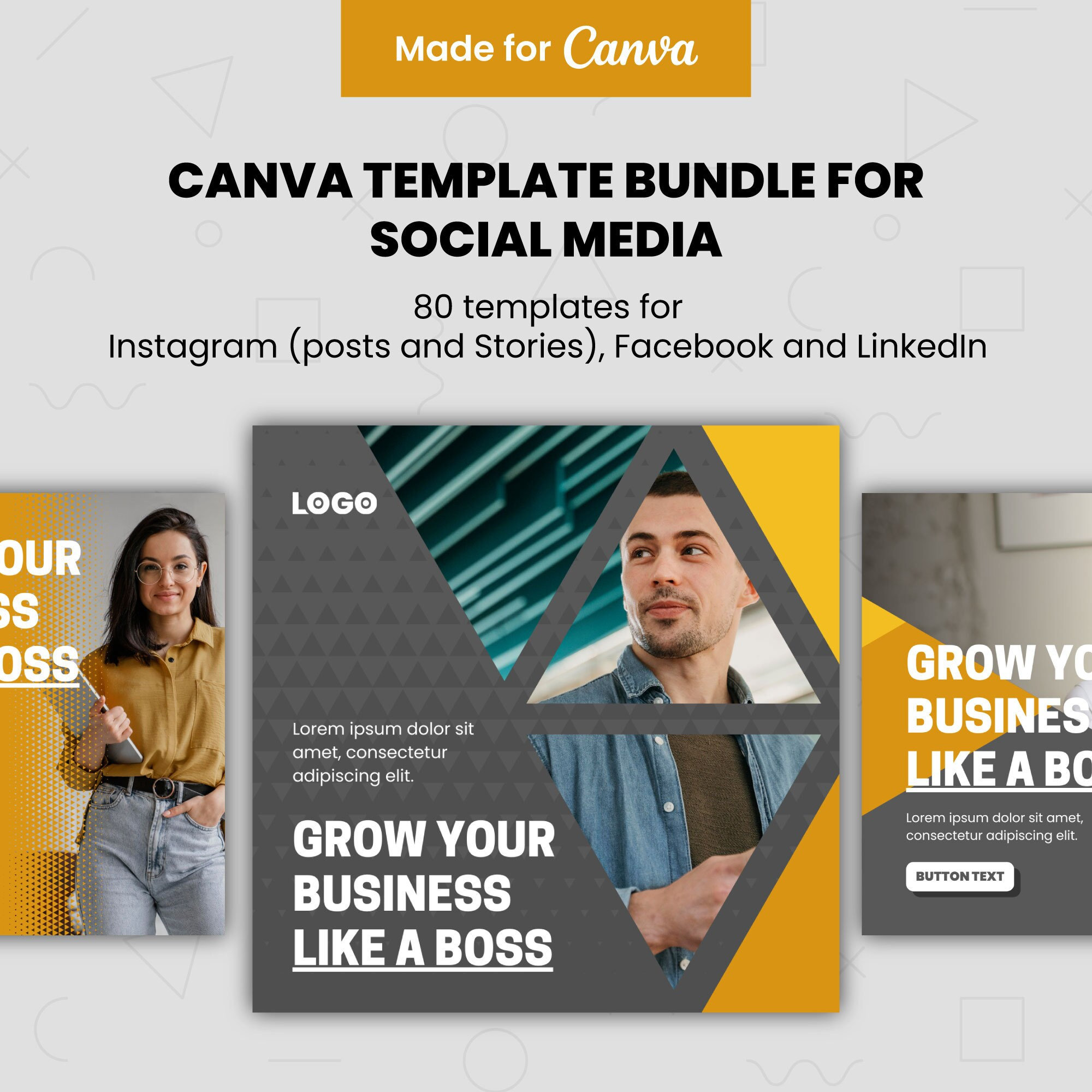 Social Media Template Bundle for Canva - 80 Fully Editable Templates ...