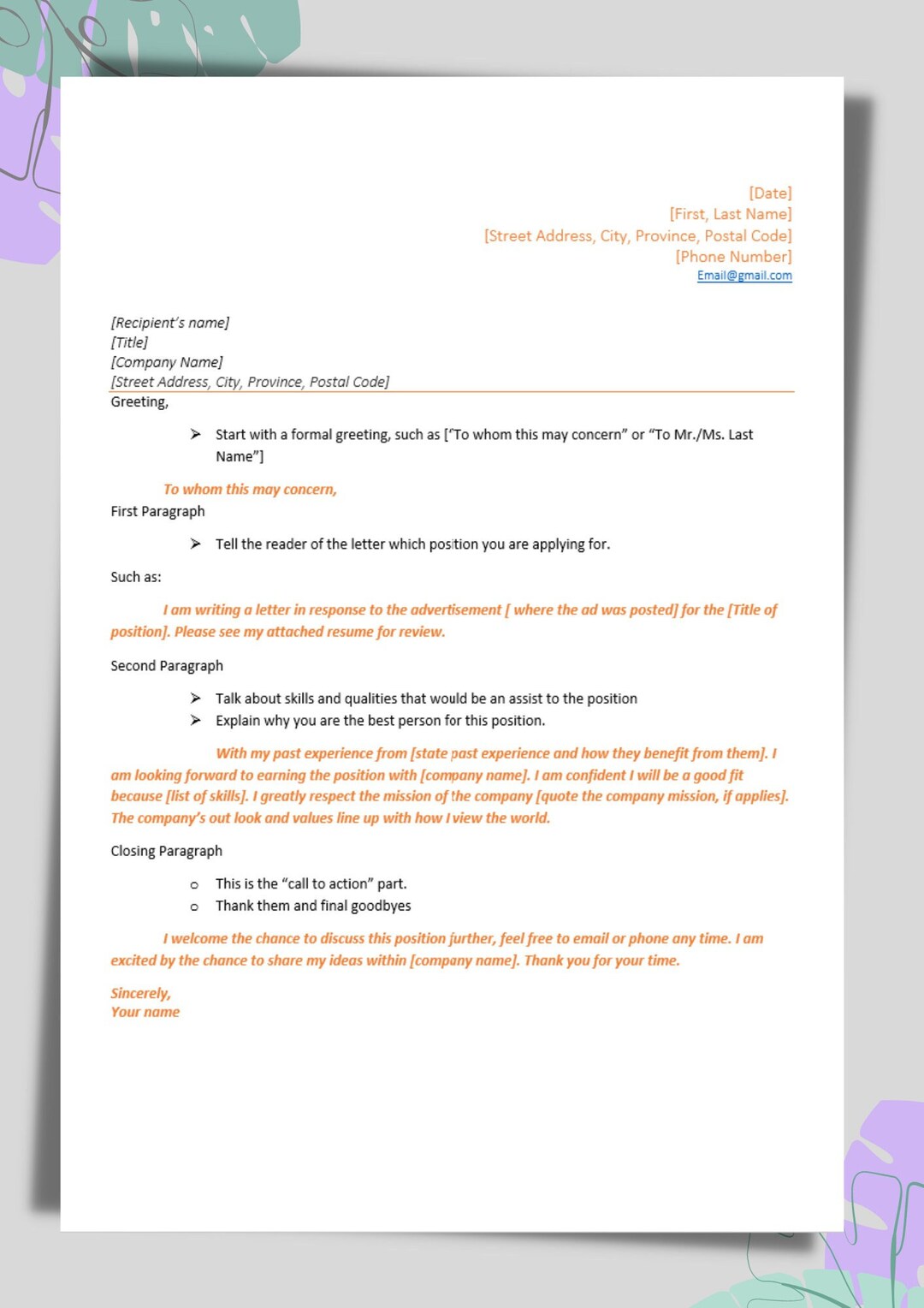 Resume Template, Cover Letter Template, Orange Simple Resume Templates ...