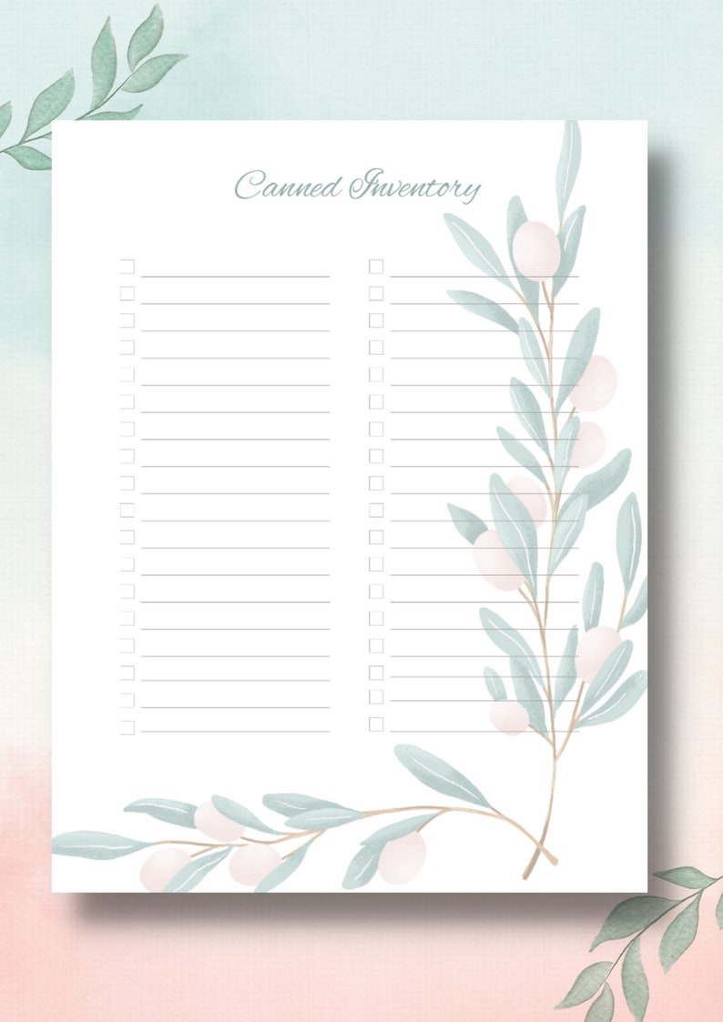 Food Storage Template Printable Pantry Inventory Freezer - Etsy