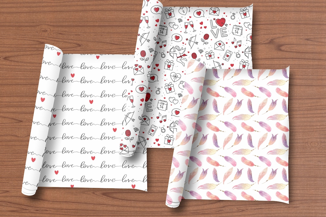 Valentines Day Gift Wrap Paper Bundle Valentine Gift Wrapping Paper ...