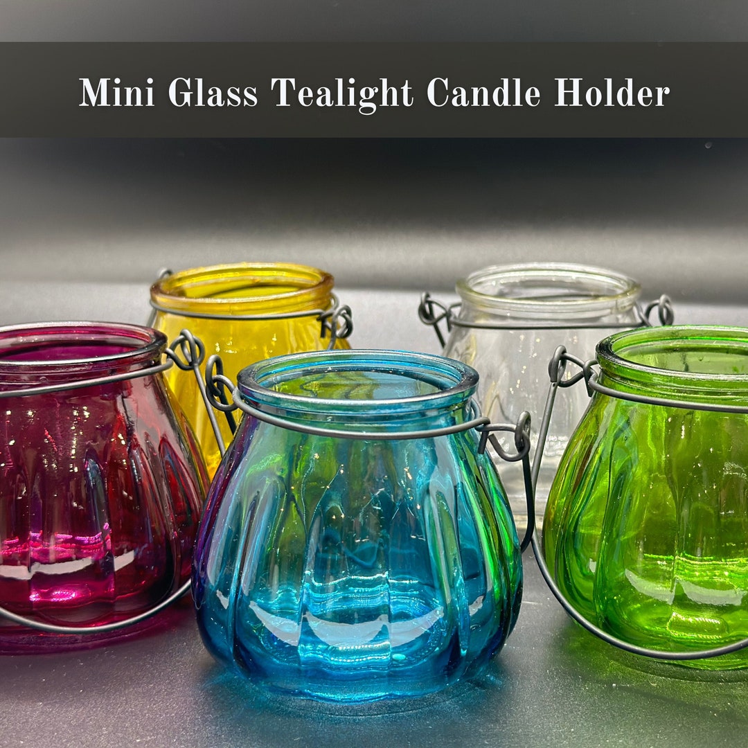 Tealight Candle Holder Mini Glass Candle Hanging Colored Tealight ...