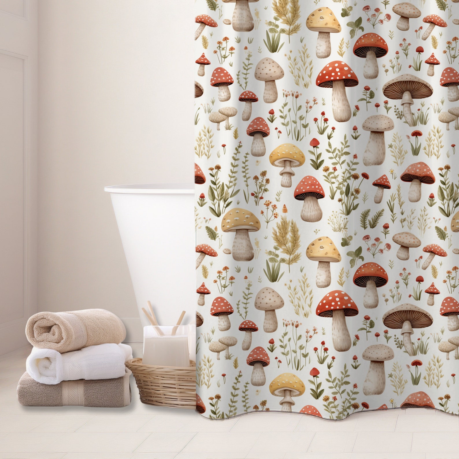 Mushroom Decor Aesthetic Shower Mushroom Bathroom Decor Cottagecore ...