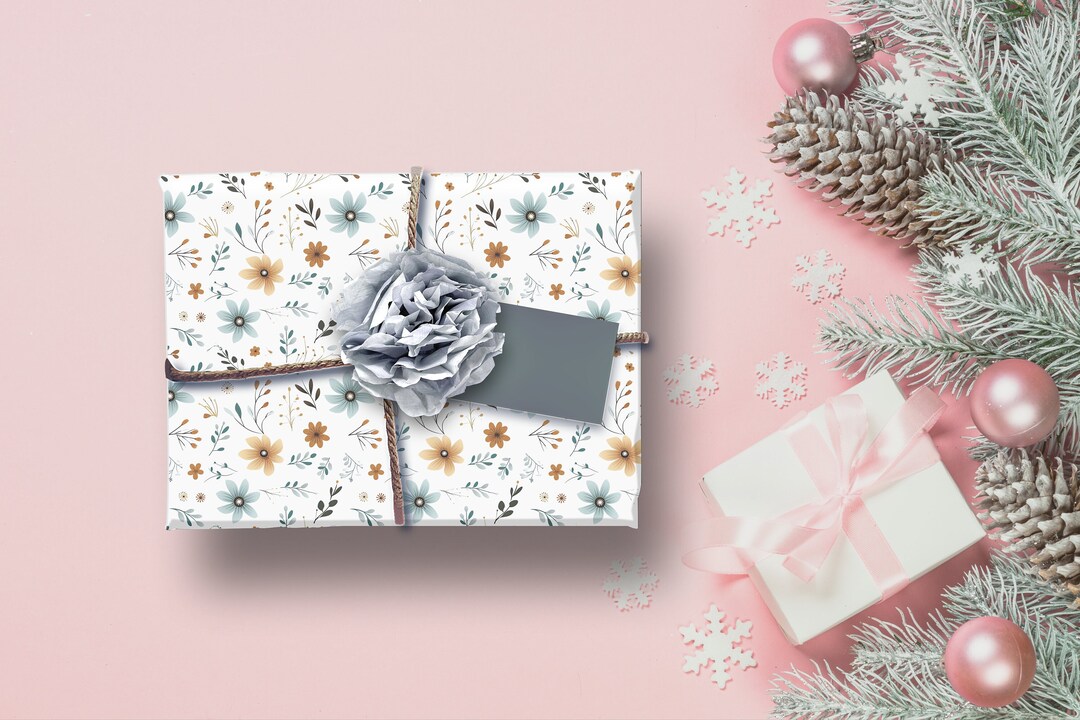 Boho Christmas Wrapping Paper Wildflower Gift Wrap Paper Boho - Etsy
