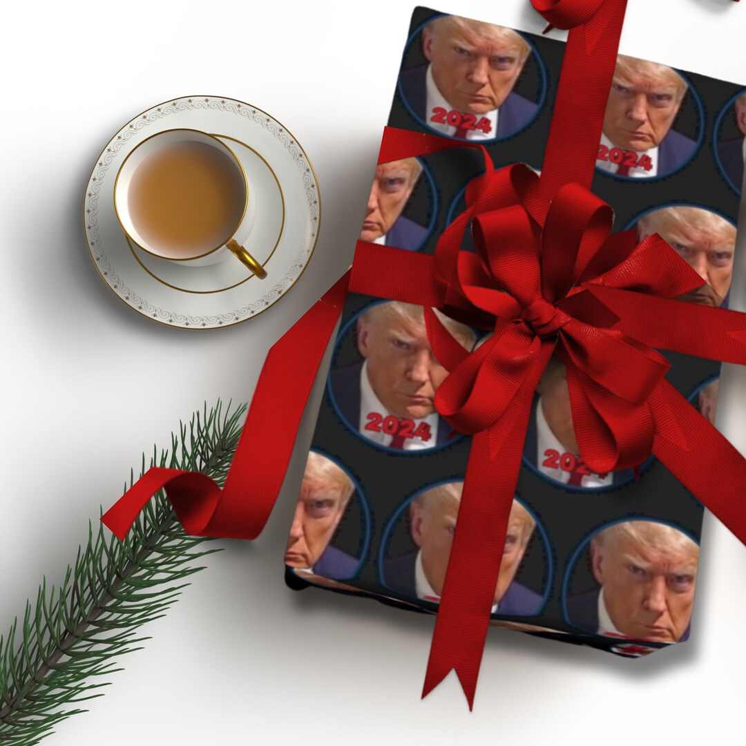 Trump Gift Paper Custom Trump 2024 Gift Wrap Paper Trump Mugshot ...