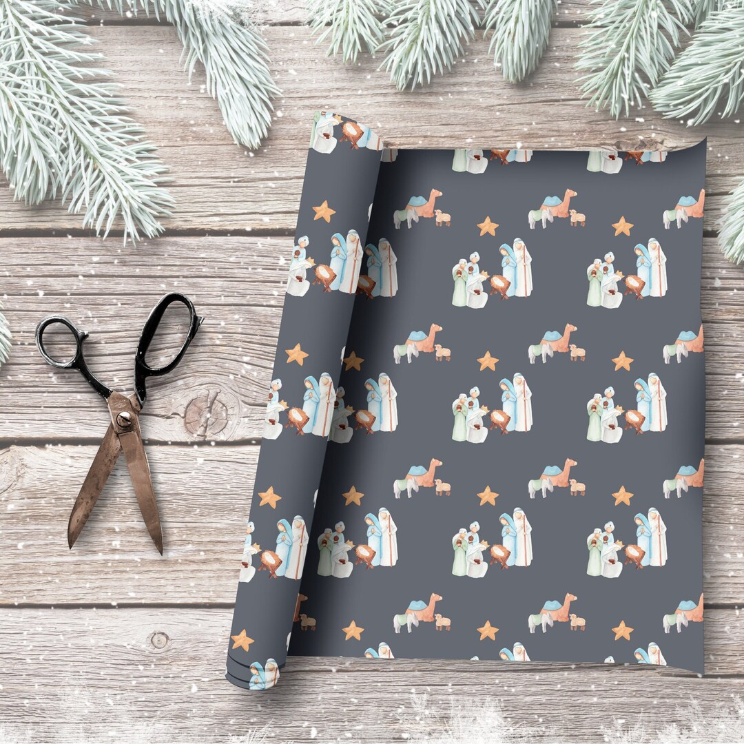Religious Christmas Paper Nativity Gift Wrapping Paper Christmas ...