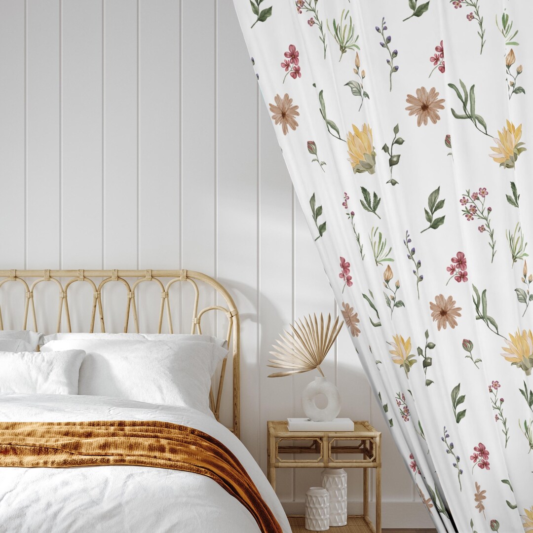 Cottagecore Curtain Panel for Guest Room Wildflower Window Treatment ...