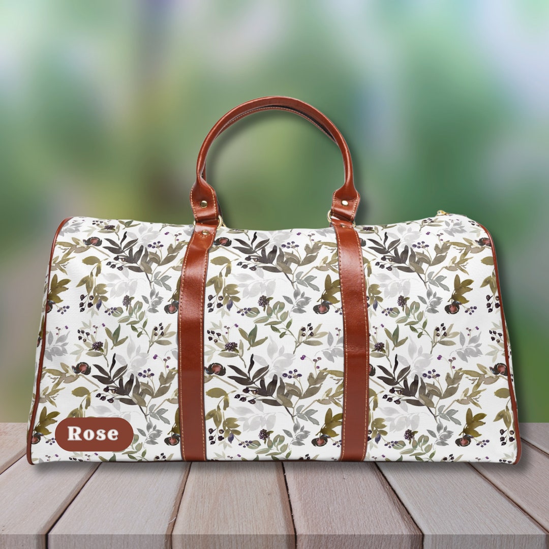 Personalized Travel Bag Foliage Design Waterproof Weekender Custom ...