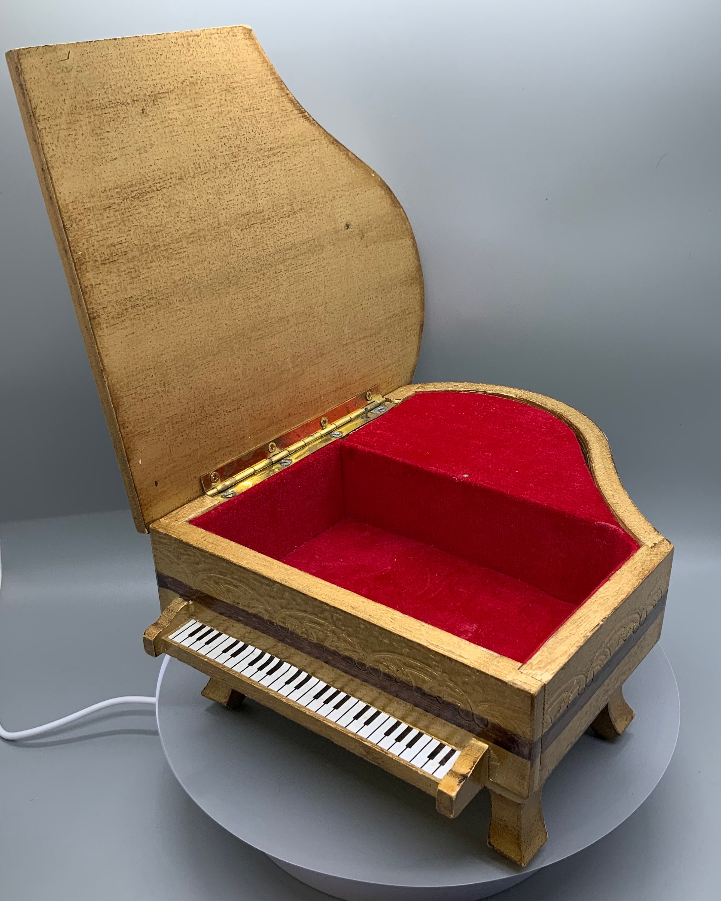 Vintage Florentine Style Wood Piano Shaped Jewelry Box and Music Box - Etsy