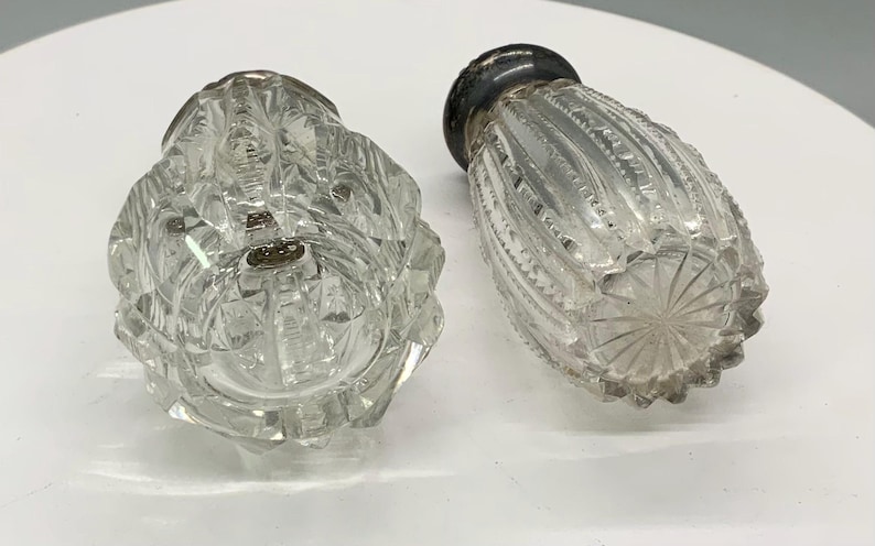 Antique Sterling Silver & Cut Glass Salt and Pepper Shakers – Victorian ...