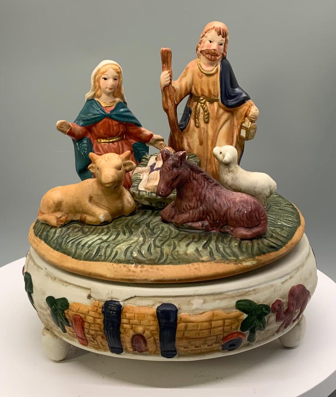 Vintage Christmas Nativity Music Box - Etsy