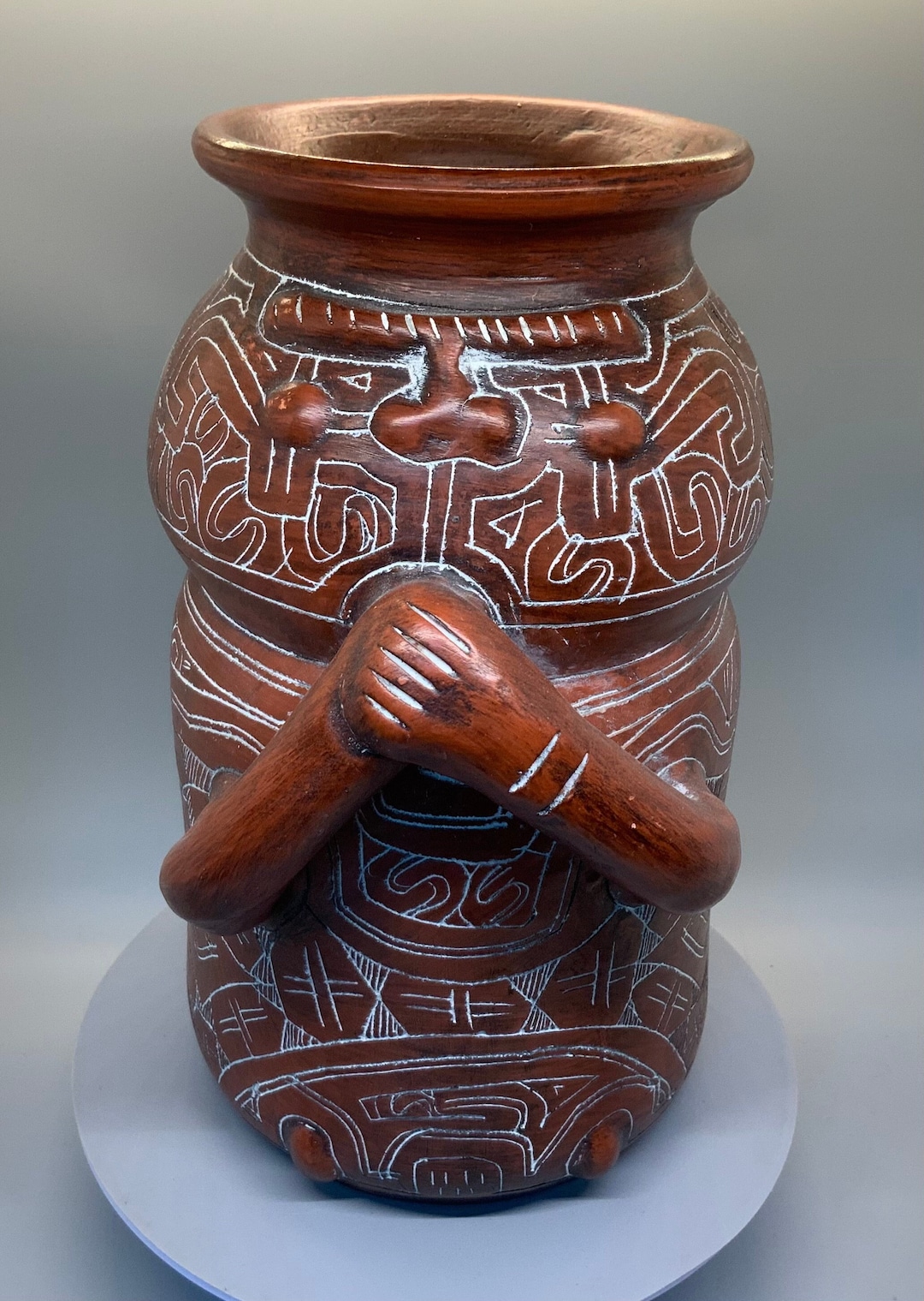 Vintage Marajoara Brazilian Terracotta Vase-vessel, Amazon Pottery - Etsy