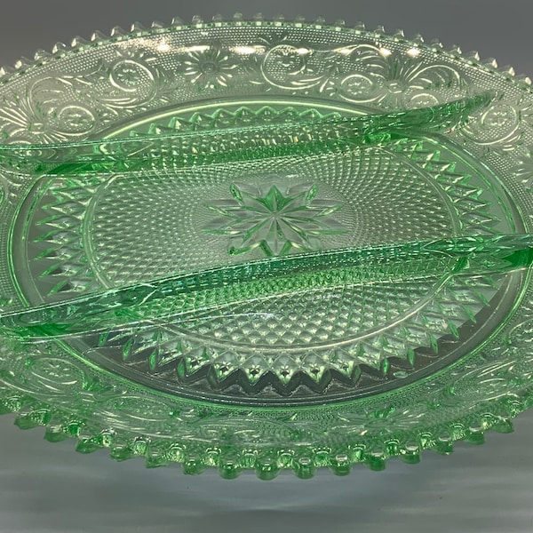 Green Pressed Glass Etsy