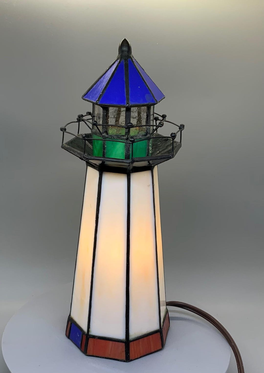 Vintage Lighthouse Stained Glass Lamp or Night Light, Tiffany Style ...