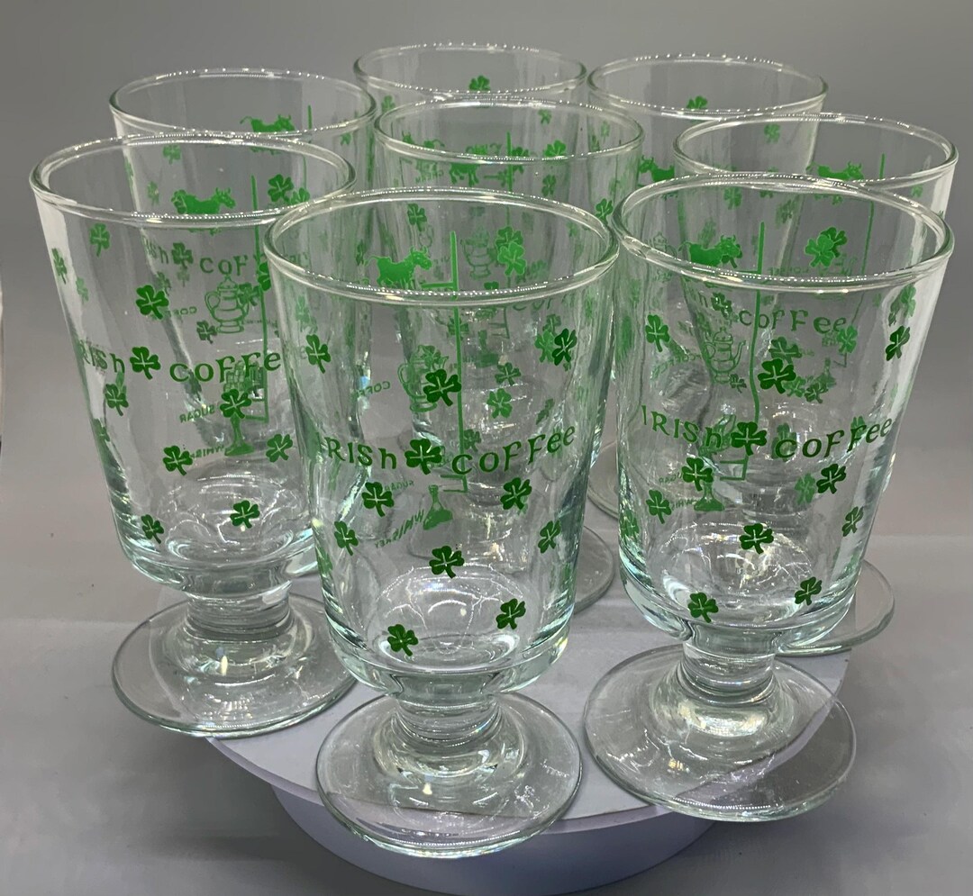 Vintage Shamrock Irish Coffee Glasses, Set of 8 With Recipe - Etsy
