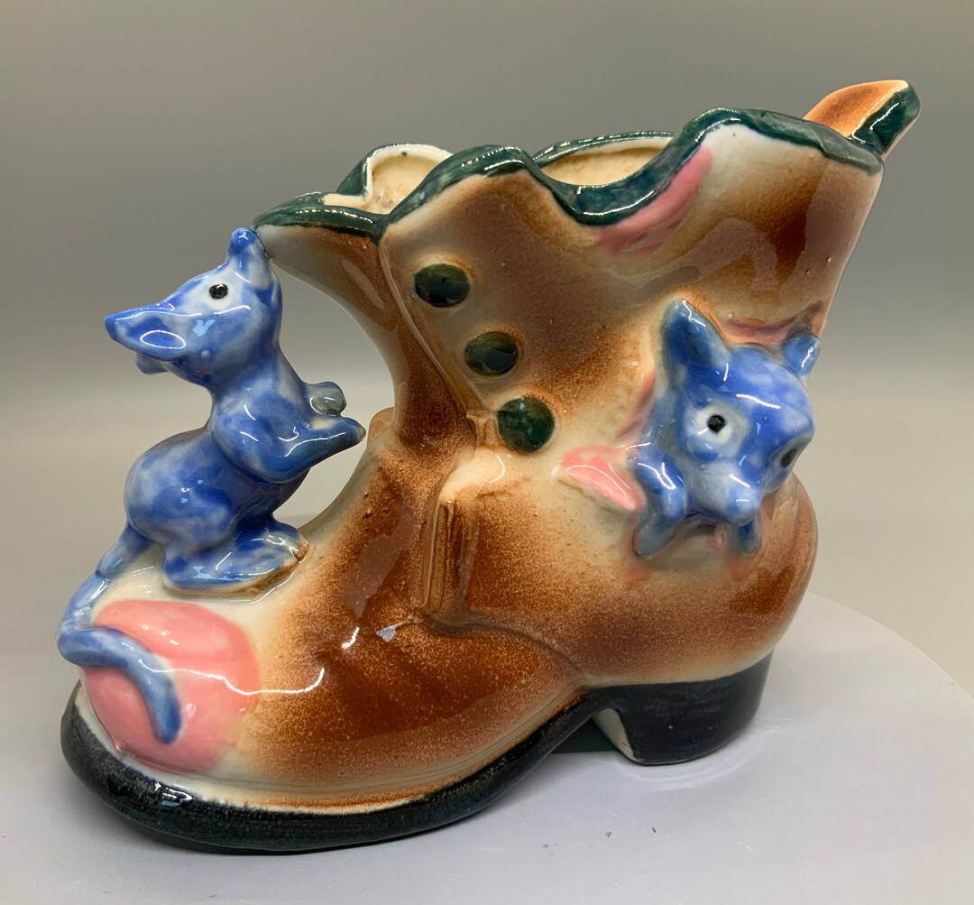 Vintage Blue Mice Boot Planter or Vase - Etsy