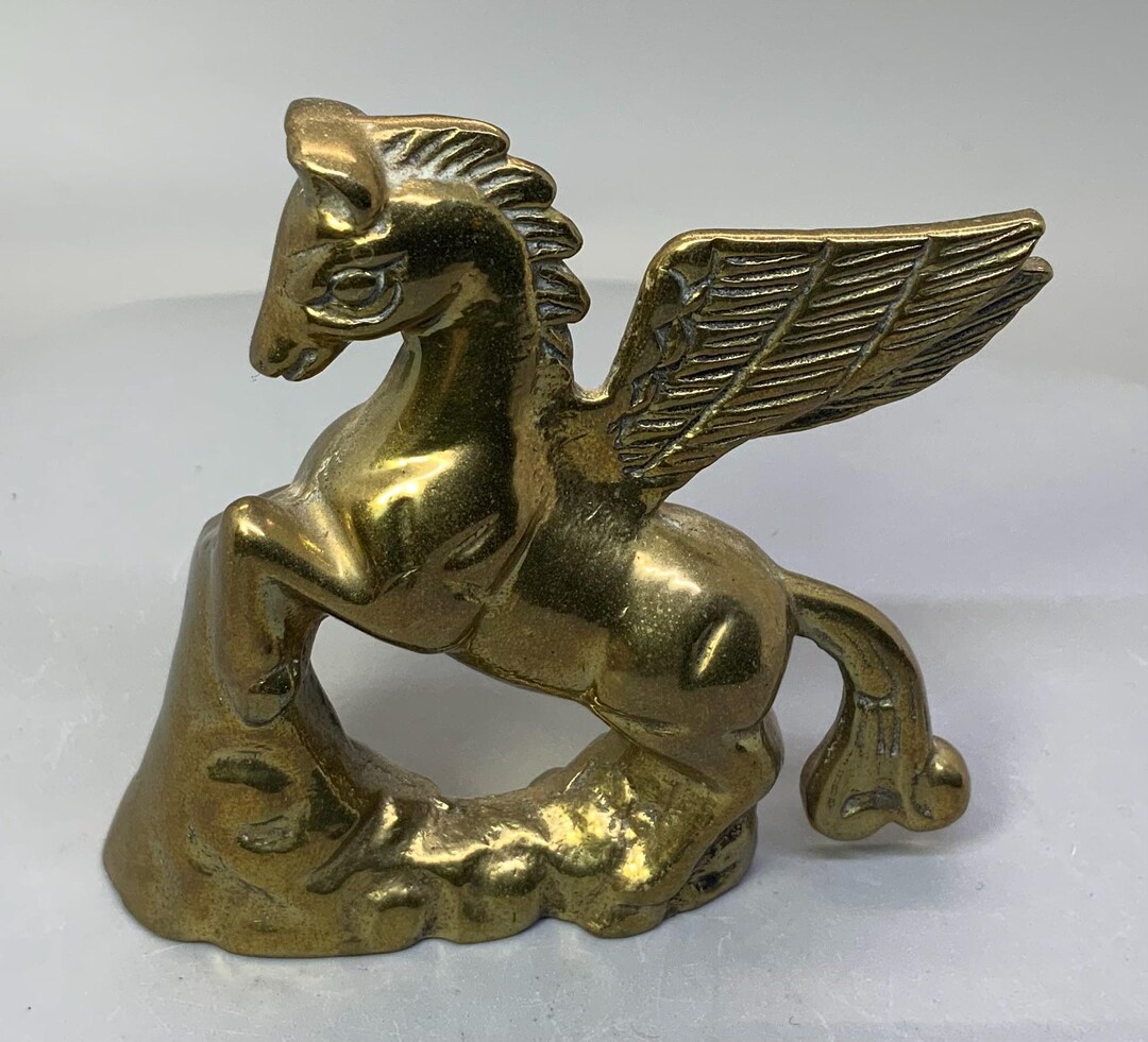 Vintage Solid Brass Pegasus Figurine - Etsy