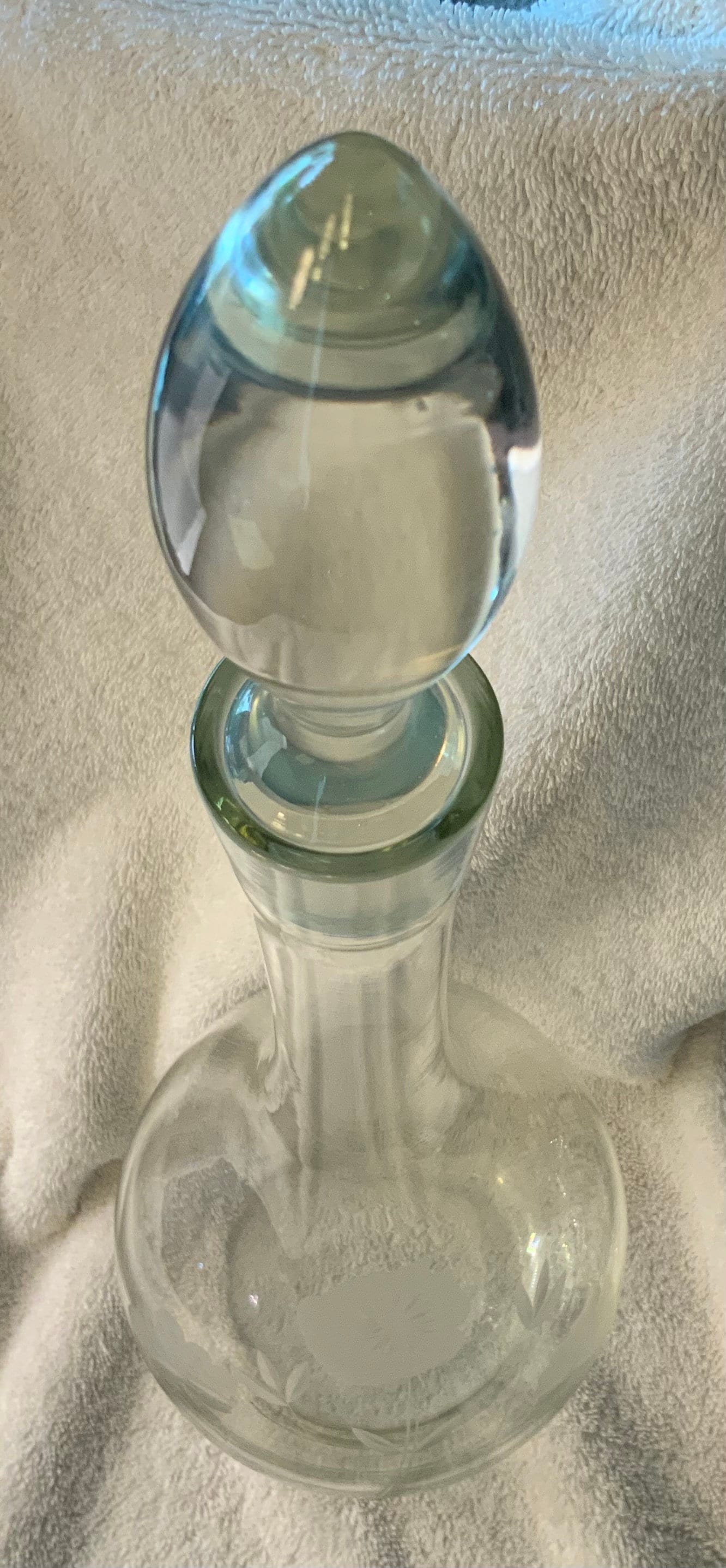 Romania Crystal Glass Tall Decanter With Etched Flowers Vines - Etsy