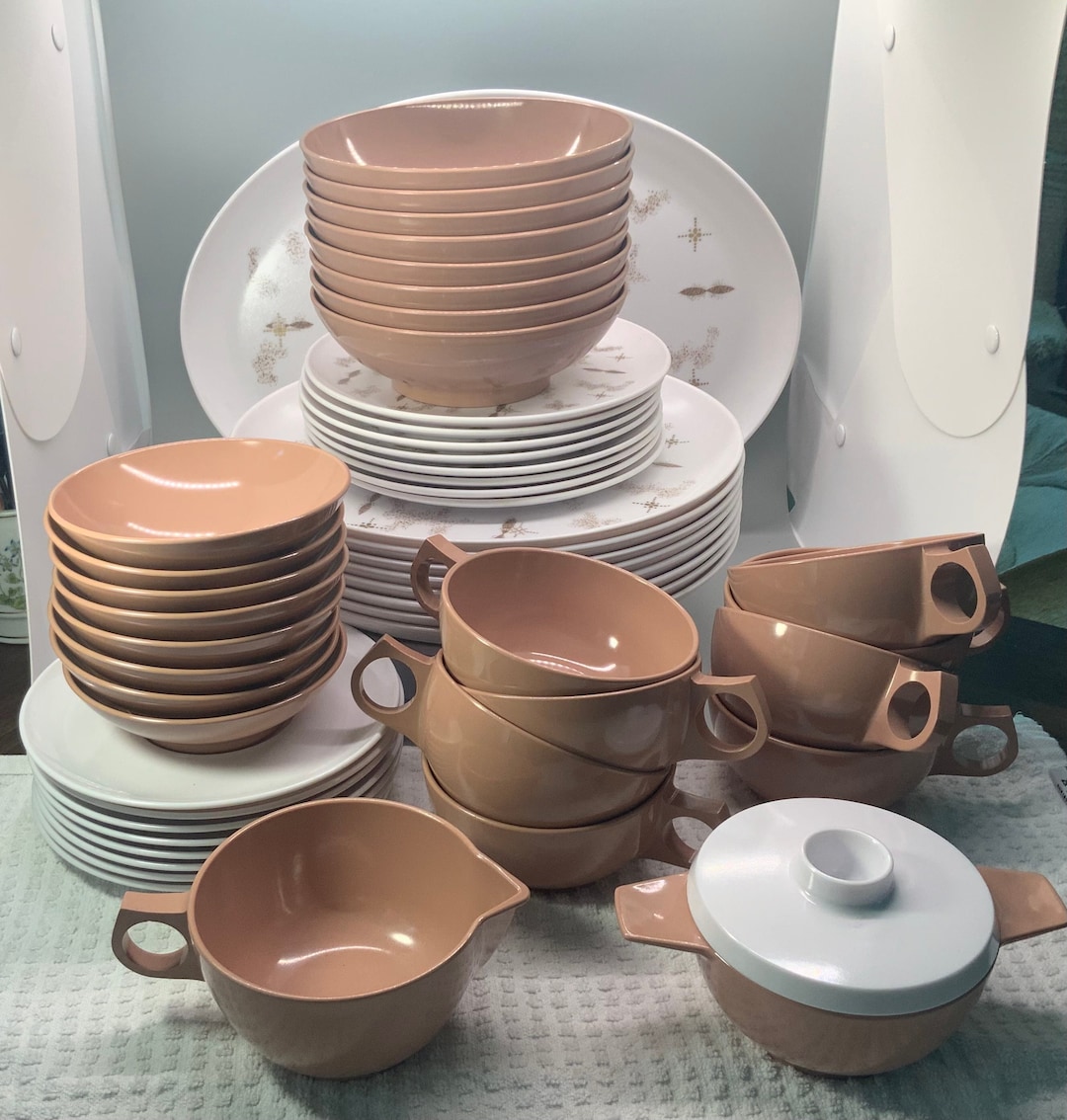 RARE Vintage Melmac Set of 52 Dishes, Atomic Star Design, Durawear of ...